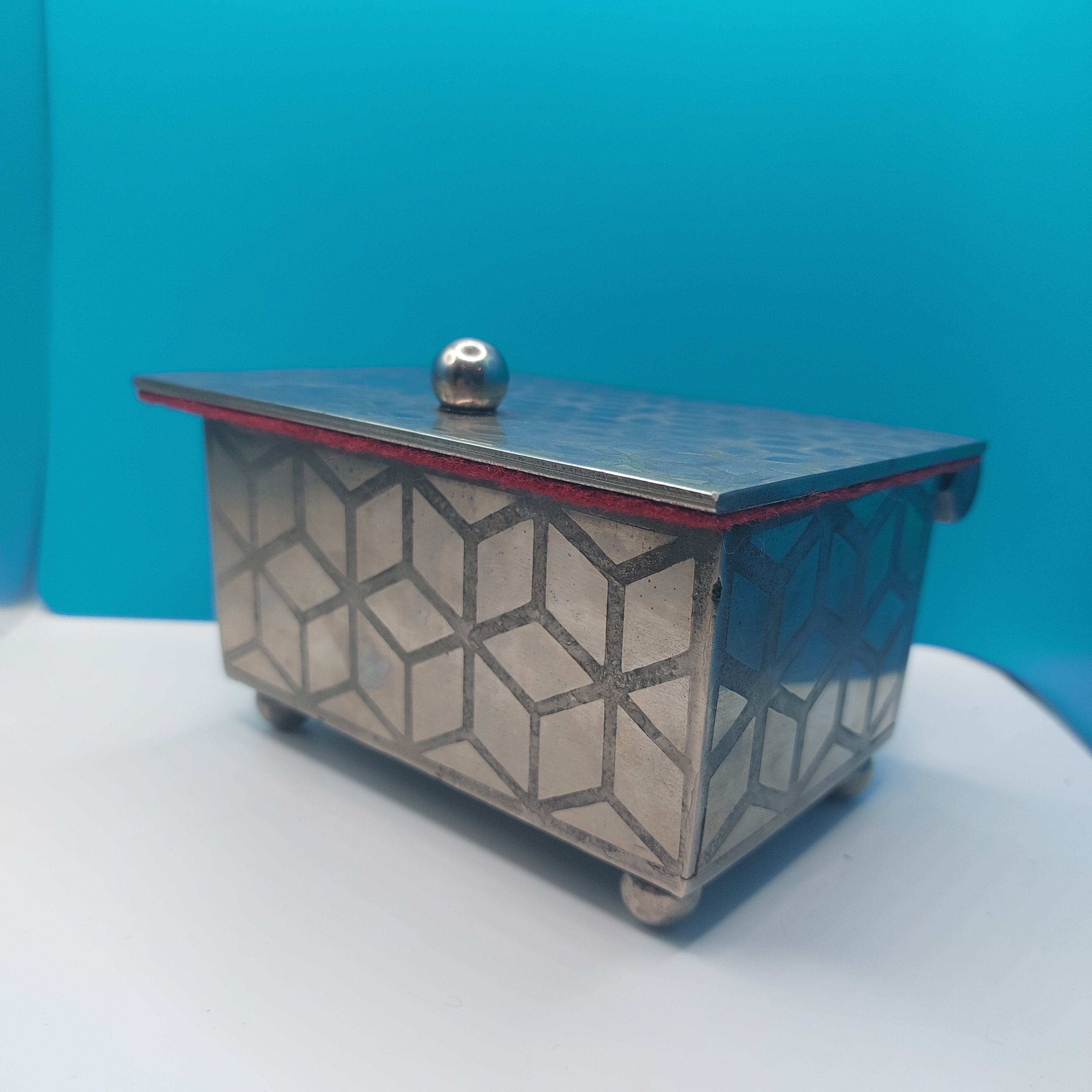Geometric - Nickel Plated Steel Keepsake Box - RH Metal